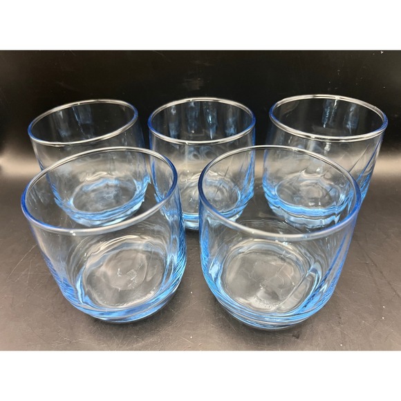 Anchor Hocking | Dining | Set Of 5 Blue Anchor Hocking Swirl Pattern ...